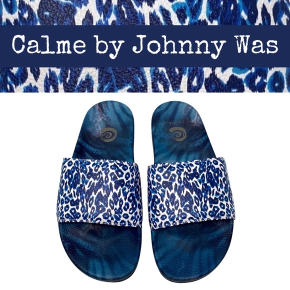 Calme by Johnny Was | Shoes | Nwot Johnny Was Calme Blue Tiger Slide ...